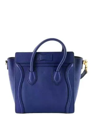 Celine Luggage Bag Grainy Leather Nano Crossbody Bag - Blue
