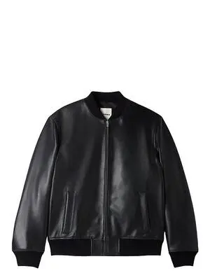 Sandro Zipped Regular-fit Leather Bomber Jacket - Black