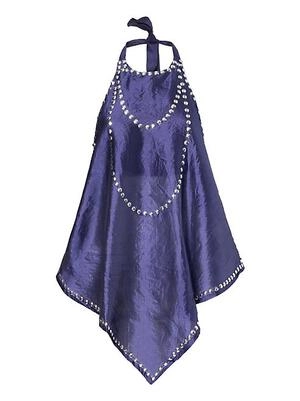 Gimaguas Belle Jewel Halter Silk Top - Blue
