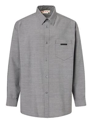 Marni Oversized Long-sleeve Wool Shirt - Grey