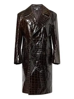 Junya Watanabe Embossed Double-breasted Faux-leather Coat - Brown