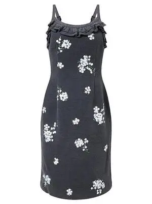 SHUSHU/TONG Sequin-embellished Cami-strap Wool-blend Midi Dress - Grey