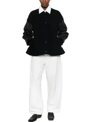 TOTEME Leather-sleeve Bomber Jacket - Black