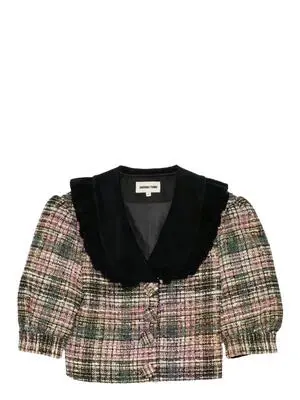 SHUSHU/TONG Patchwork Ruffled-collar Jacket - Red