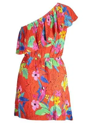 Desigual Floral-print Ruffled Mini Dress - Red