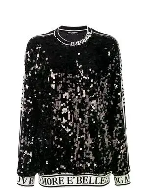 Dolce & Gabbana Sequin Slogan Sweatshirt - Black