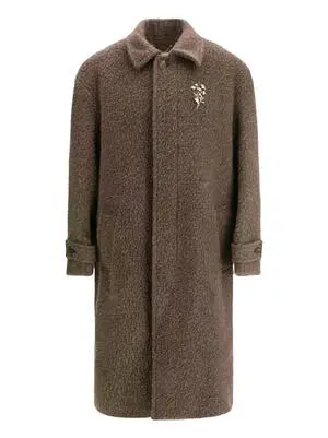 GOLDEN GOOSE Journey Brooch-detail Single-breasted Coat - Brown