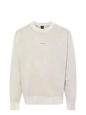 BOSS Logo-appliqué Cotton Sweatshirt - Neutrals