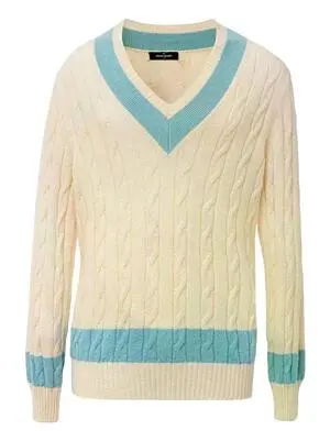 GRAN SASSO Cable-knit V-neck Sweater - Neutrals