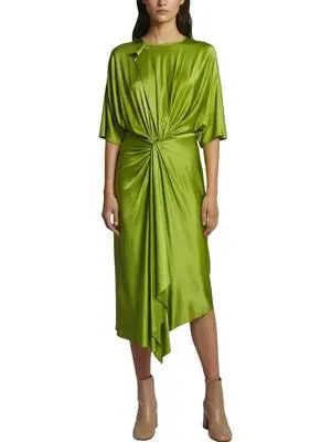Victoria Beckham Draped Jersey Midi Dress - Green