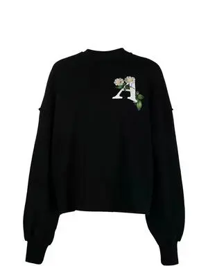 Palm Angels Daisy Logo Cotton Sweatshirt - Black