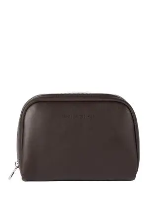 Brunello Cucinelli Leather Logo Wash Bag - Brown