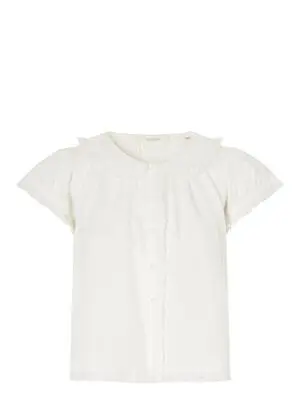 DÔEN Karina Ruffled Ramie Blouse White