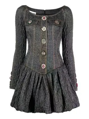 Moschino Crystal-embellished Textured Minidress - Black