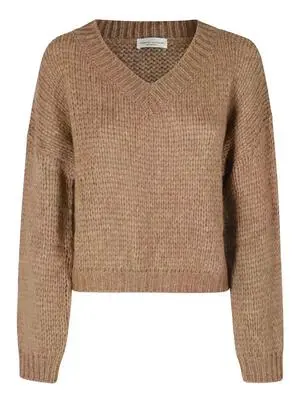 ROBERTO COLLINA Chunky-knit V-neck Sweater - Neutrals