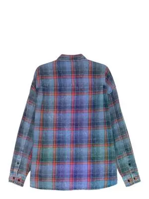 JUUN.J Check-pattern Bleached-effect Shirt - Blue