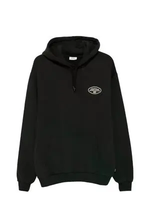LES DEUX Worldwide Logo-print Cotton Hoodie - Black