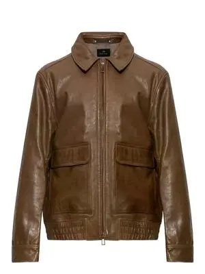 Paul Smith Zip-up Leather Jacket - Brown
