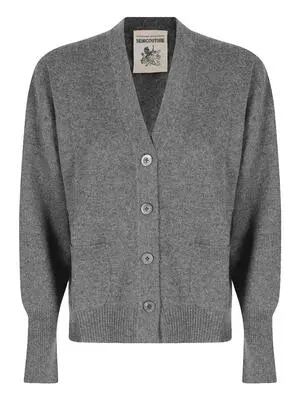 SEMICOUTURE Esther V-neck Patch-pocket Cardigan - Grey