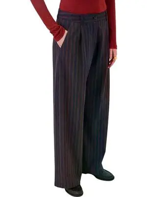 OTTOD'AME Pinstripe Pleated Trousers - Blue