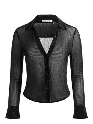 Alice + Olivia Freya Rhinestone-embellished Top - Black