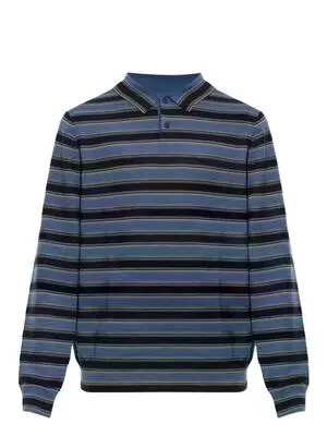 Paul Smith Striped Wool Polo Shirt - Blue