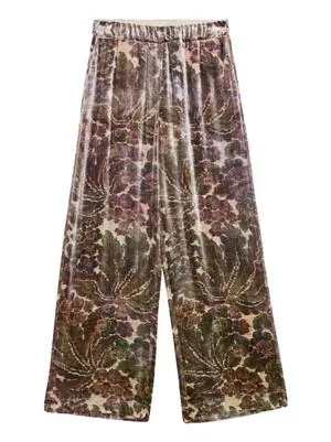 OTTOD'AME Floral-print Straight Trousers - Brown