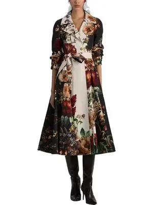 Alice + Olivia Ellie Floral-print Trench Coat - Black