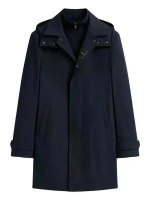 FAY Button-fastening Layered-neck Coat - Blue