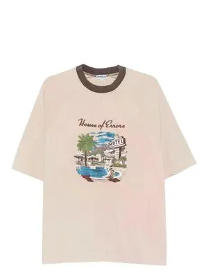 HOUSE OF ERRORS Motel Steakout Logo-embroidered T-shirt - Neutrals