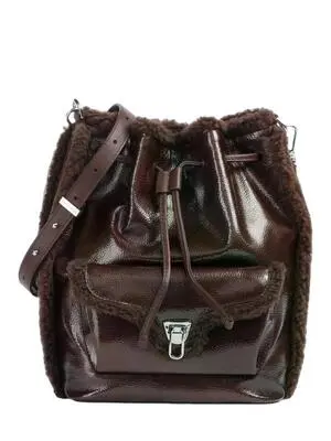 COCCINELLE Shearling-trim Bucket Bag