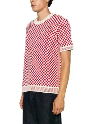 Casablanca Checkerboard-knit Logo-patch Sweater - Red