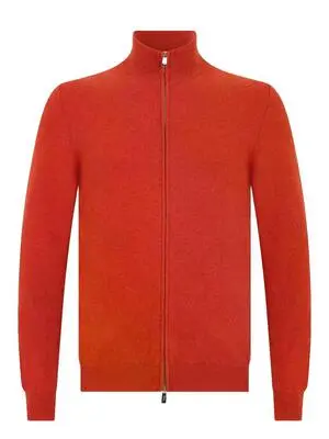 Fedeli Zip-up High-neck Cardigan - Red