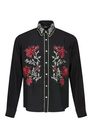 Amiri Floral-embroidered Western Shirt - Black