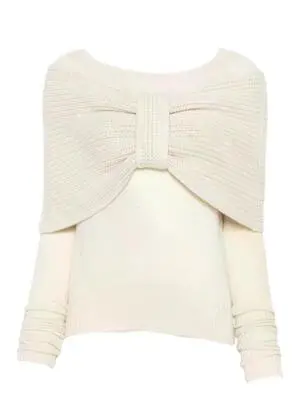 Ermanno Scervino Bow-detail Cashmere Sweater - Neutrals