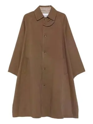 ELEH Gingham-collar Raglan-sleeve Coat - Brown