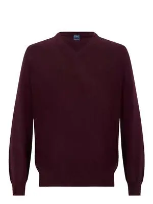 Fedeli V-neck Cashmere Sweater - Red