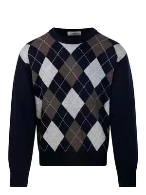 DUNST Argyle-knit Sweater - Blue