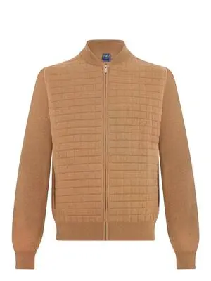 Fedeli Quilted-panel Zip-up Cardigan - Neutrals
