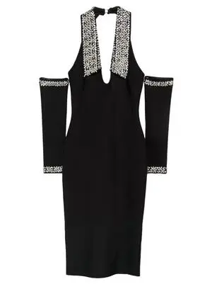 ALESSANDRO LEGORA Crystal-embellished Midi Dress - Black