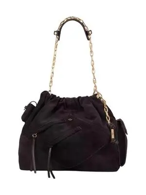 Ba&sh Chain-link Suede Shoulder Bag - Purple