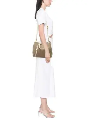 Prada 2013-2026 Canvas Canapa Logo Bow Satchel White