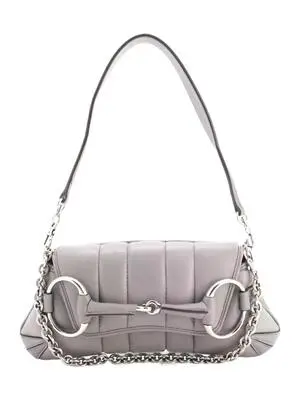 Gucci Horsebit Chain Vertical Quilted Leather Small Shoulder Bag - Grey