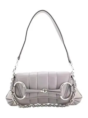 Gucci Horsebit Chain Vertical Quilted Leather Small Shoulder Bag - Grey