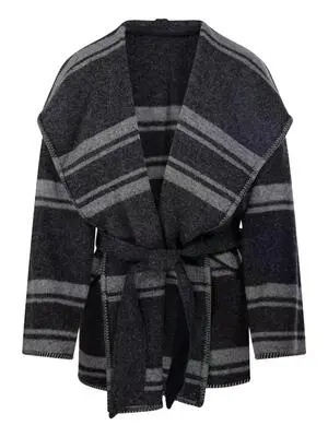 MARANT ETOILE Angy Striped Belted Coat