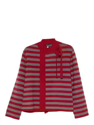 EMPORIO ARMANI Striped Pussy-bow Cardigan