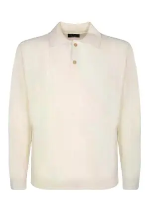 DELL'OGLIO Ribbed-knit Polo Shirt - Neutrals