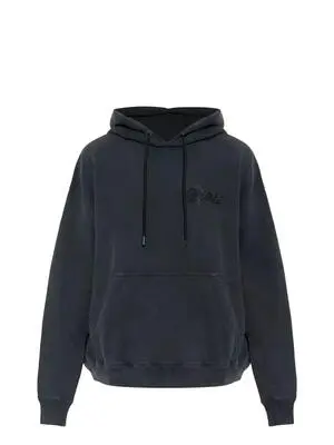 Off-White Logo-embroidered Cotton Hoodie - Grey
