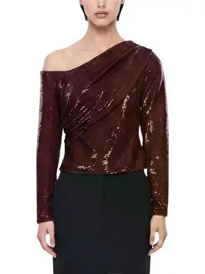 Roland Mouret Sequin-embellished Draped Top - Red