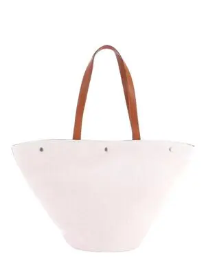 Saint Laurent Rive Gauche Trapezoid Canvas Tote Bag - Neutrals